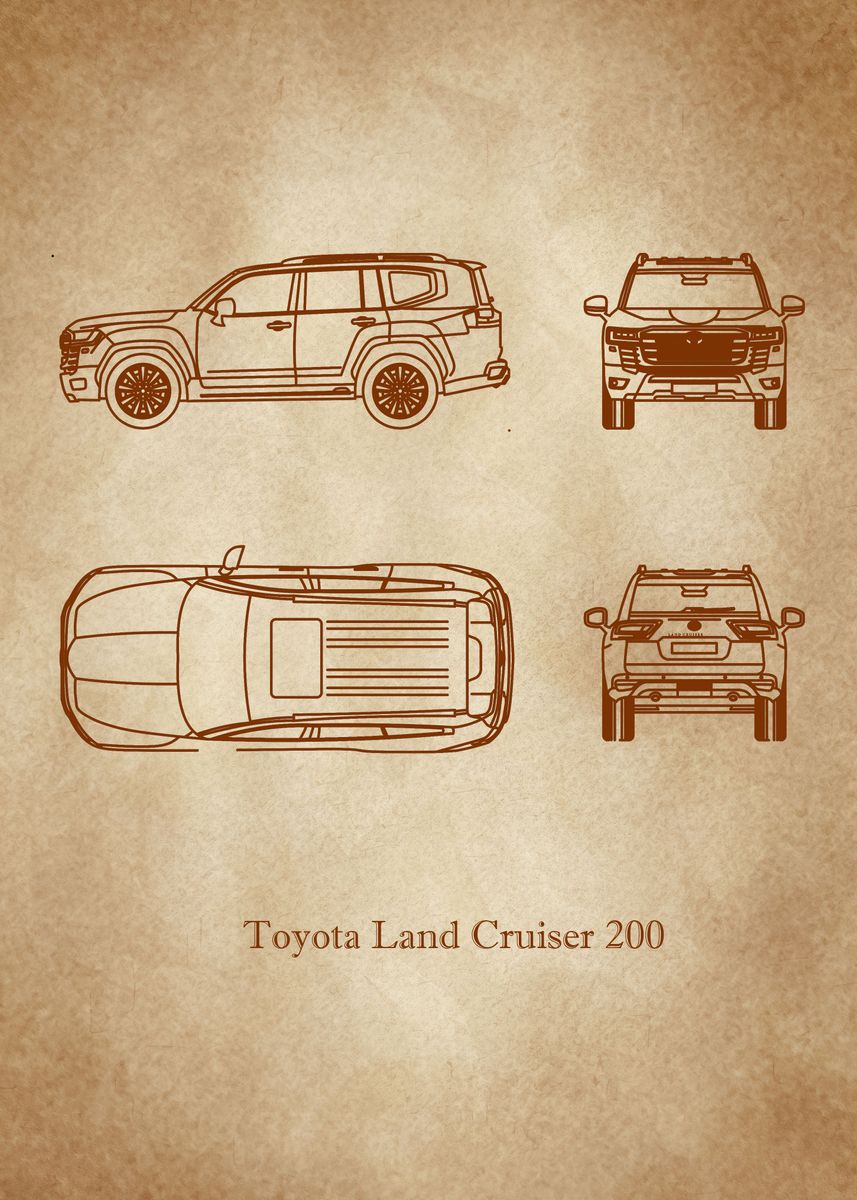 'Toyota Land Cruiser 200 ' Poster, picture, metal print, paint by The ...