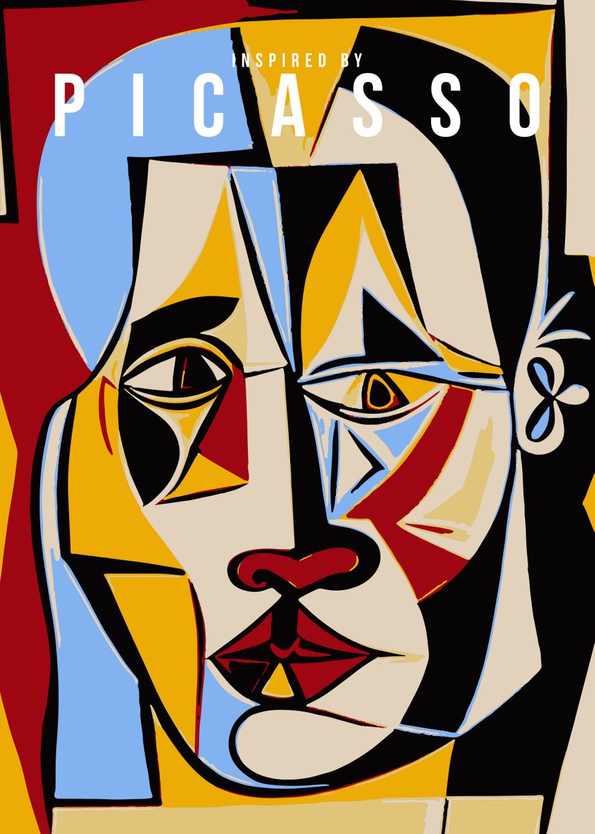 'Picasso Cubism Head' Poster, picture, metal print, paint by HyggeStudio | Displate