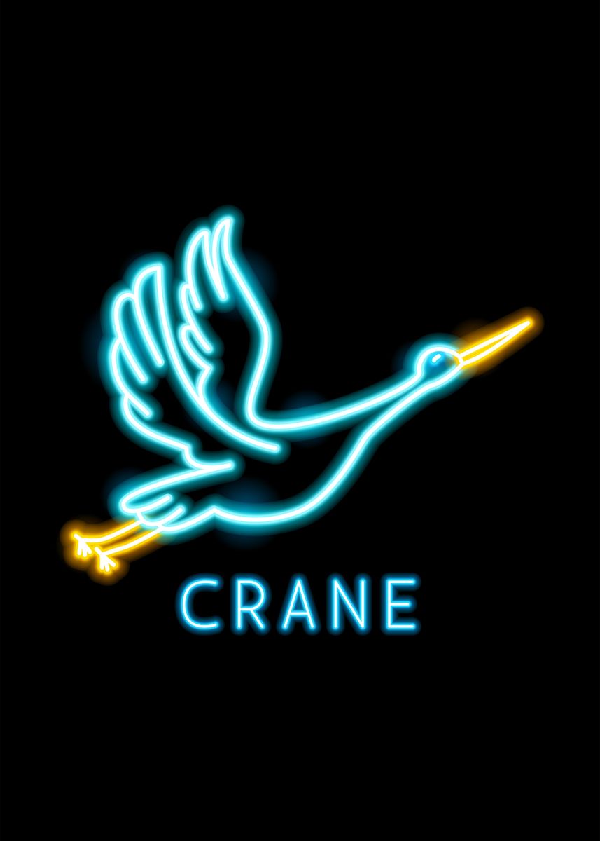 'Crane' Poster, picture, metal print, paint by Namikaze Posters | Displate