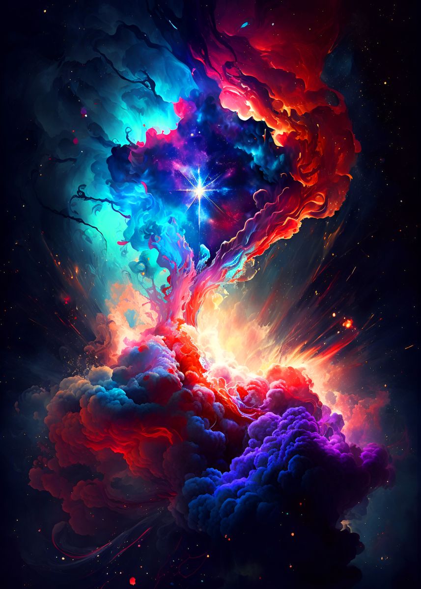 'Supernova' Poster, picture, metal print, paint by Bingol0ve | Displate