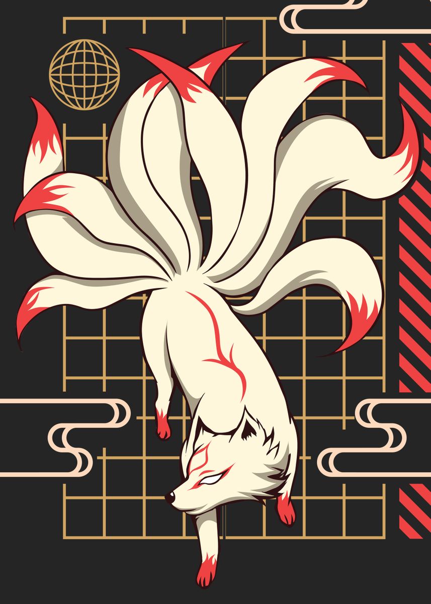 'Nine Tail Fox' Poster, picture, metal print, paint by XandYart | Displate