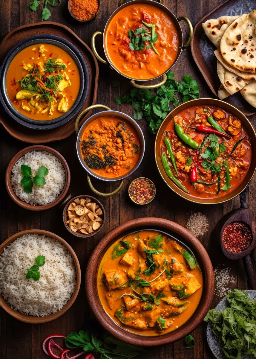 'Vibrant Dishes of India 2' Poster by Michael Strevens | Displate