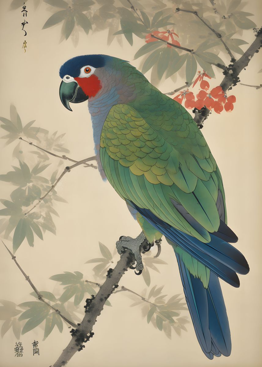 'Parrot Ukiyo e' Poster by Makadur | Displate