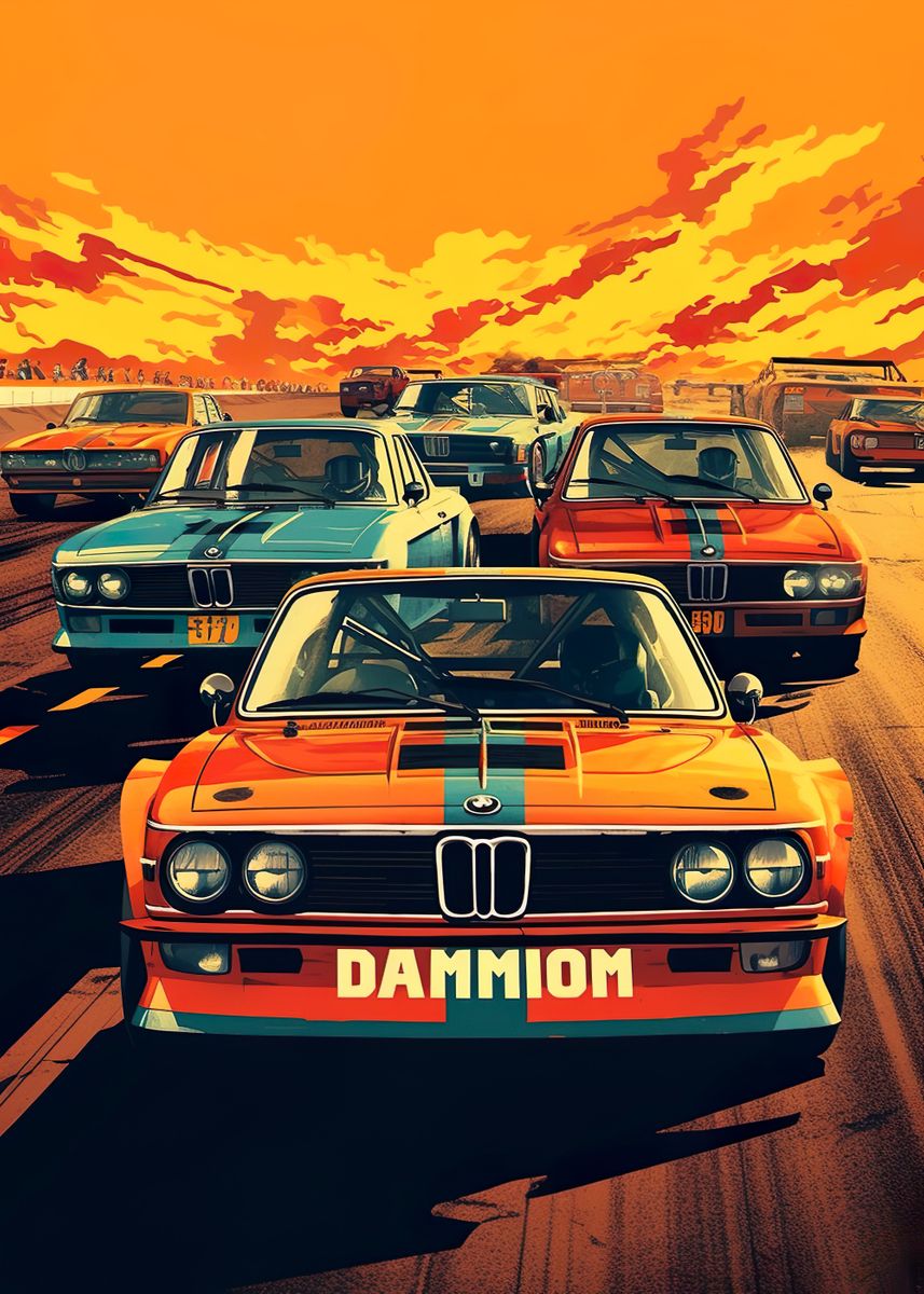 'Trending Retro Racing Car' Poster, picture, metal print, paint by ...