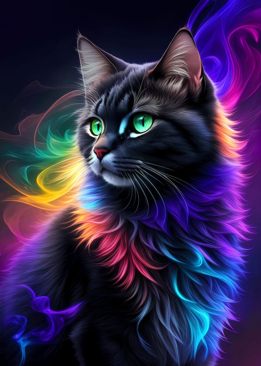 'Mystical Black Cat' Poster by Juka Arts | Displate