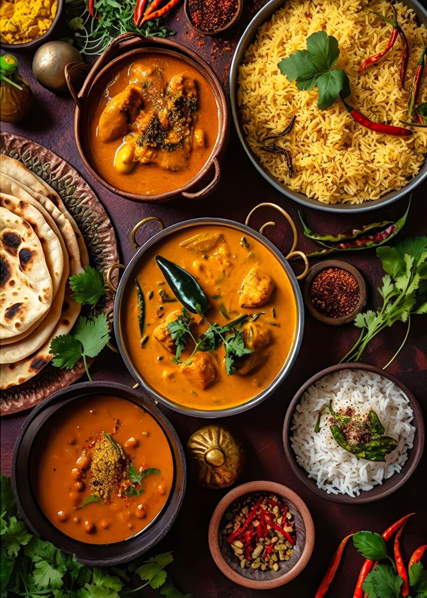 'Vibrant Dishes of India 3' Poster, picture, metal print, paint by ...