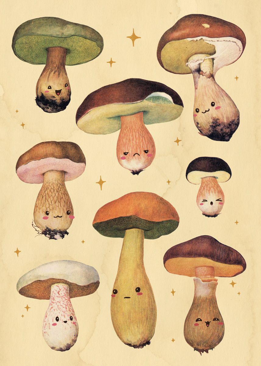 'Cute Magic mushrooms' Poster by Simon Darren | Displate