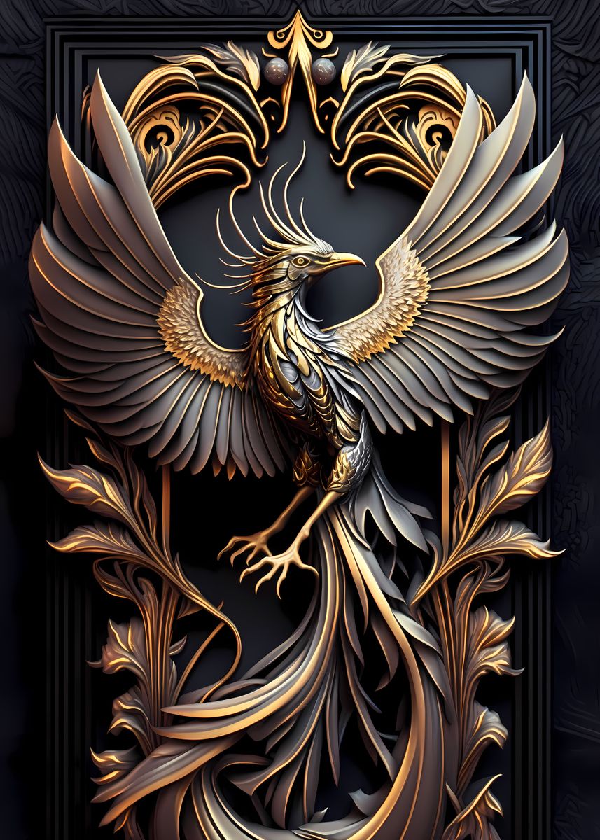 'Golden Glory Phoenix' Poster, picture, metal print, paint by Luong ...