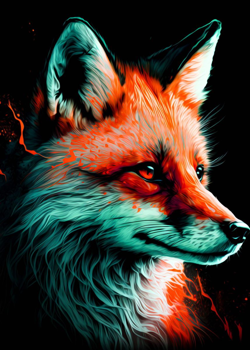 'Fox' Poster, picture, metal print, paint by Anie Romanok | Displate