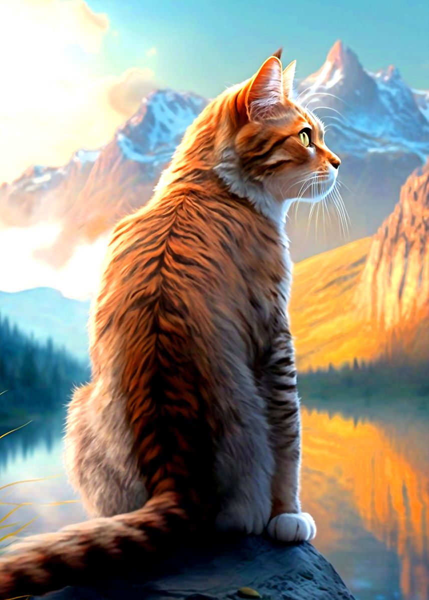 'Cat' Poster, picture, metal print, paint by Anie Romanok | Displate