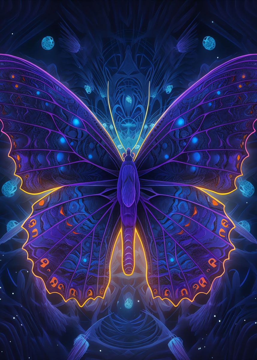 'Dark Butterfly ' Poster, picture, metal print, paint by Abu Abu | Displate