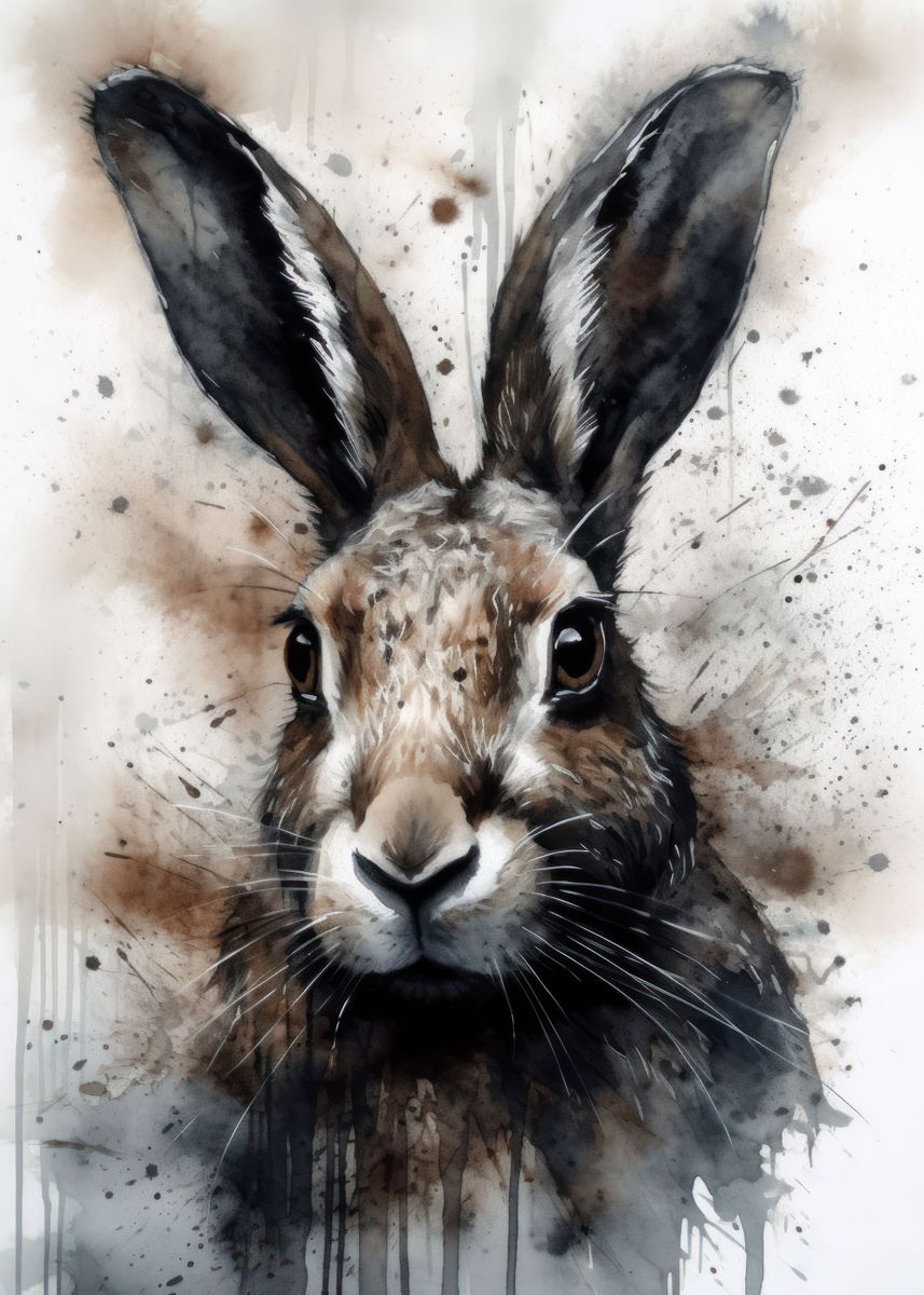 'Rabbit Beauty Inked Bunny' Poster, picture, metal print, paint by ...