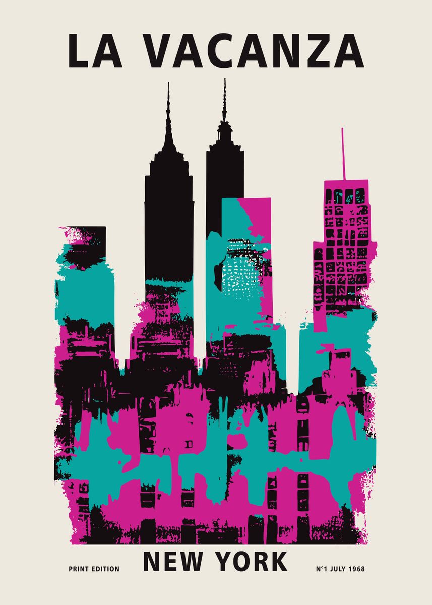 'New York City Retro Poster' Poster, picture, metal print, paint by ...
