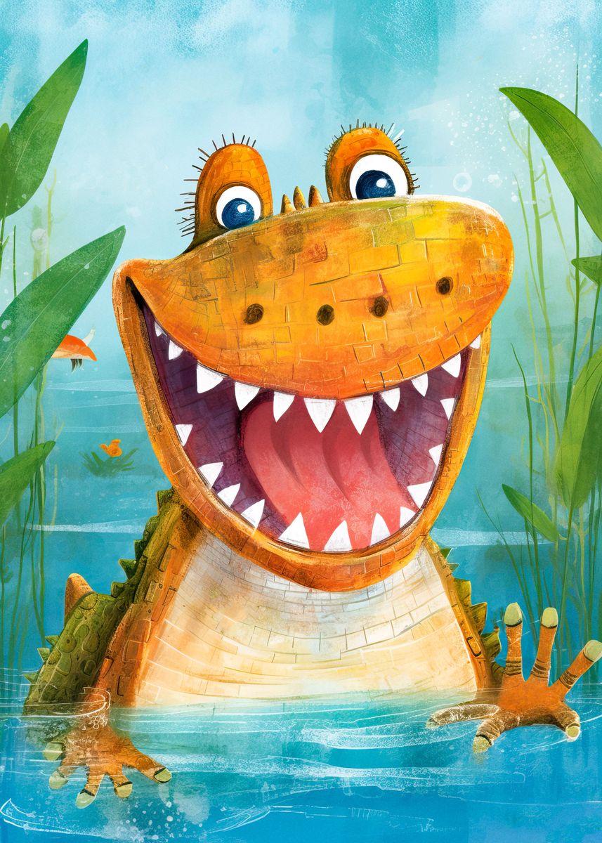 'Cheery Croc' Poster, picture, metal print, paint by Steel Canvas ...