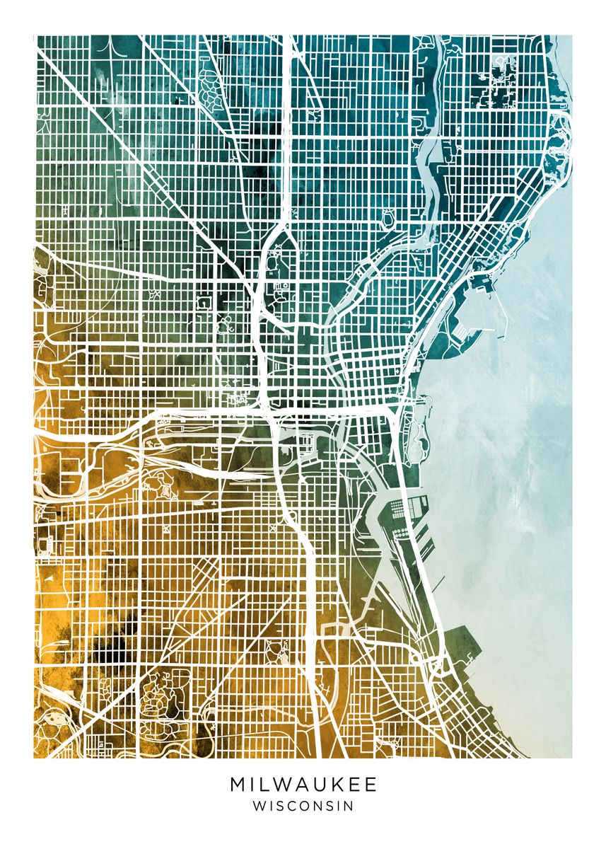 'Milwaukee Wisconsin Map' Poster, picture, metal print, paint by ...