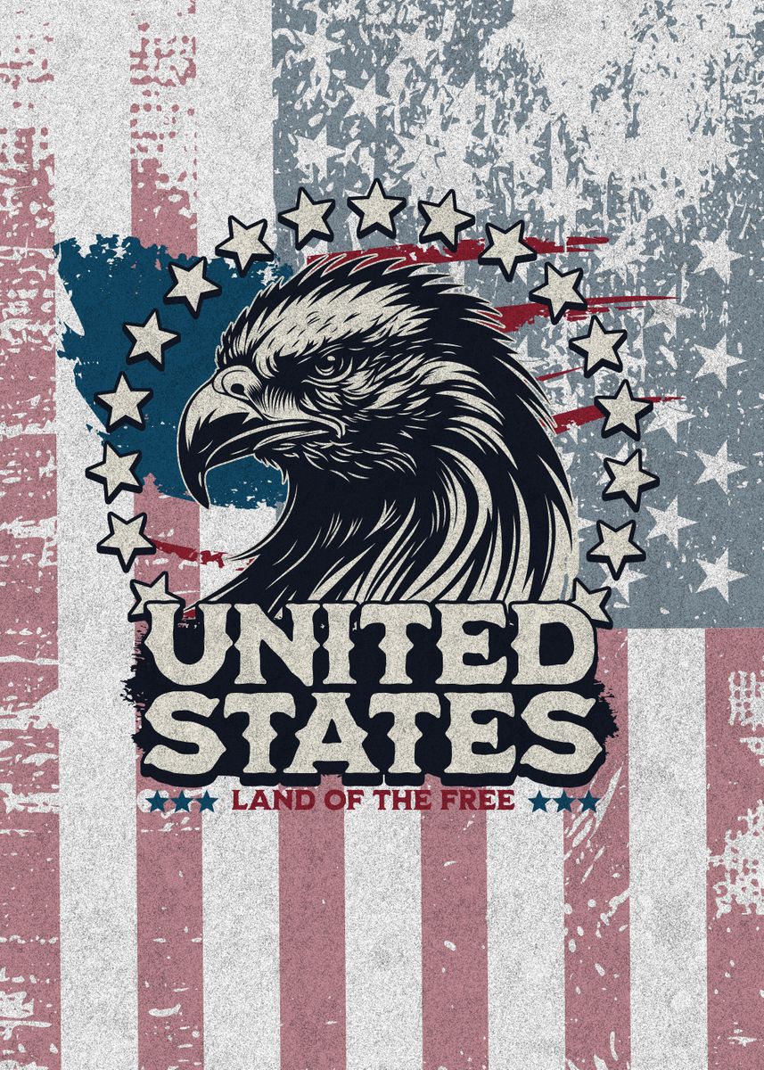 'Vintage USA eagle Flag' Poster by mcmtdesigns | Displate