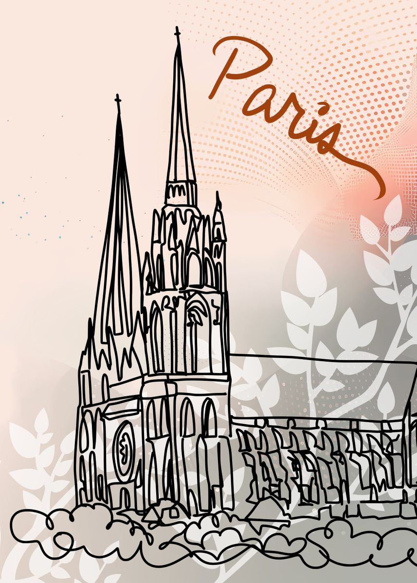 'Paris Chartres Cathedral' Poster, picture, metal print, paint by ...