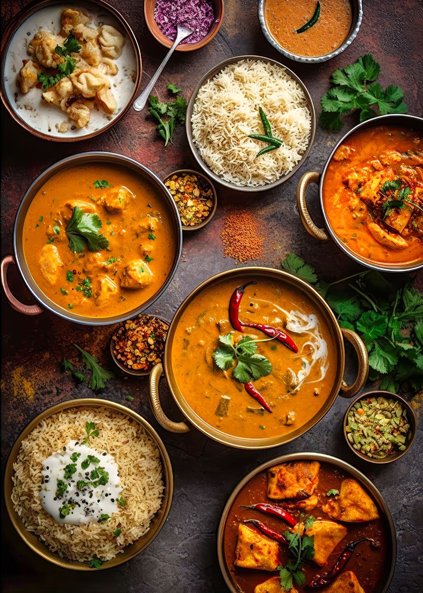 'Vibrant Dishes of India 5' Poster by Michael Strevens | Displate