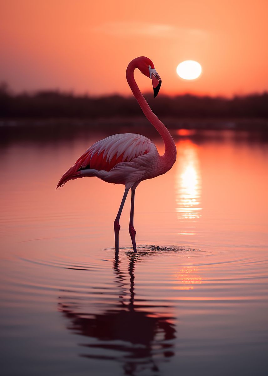 'Beautiful Pink Flamingo ' Poster, picture, metal print, paint by Anime ...