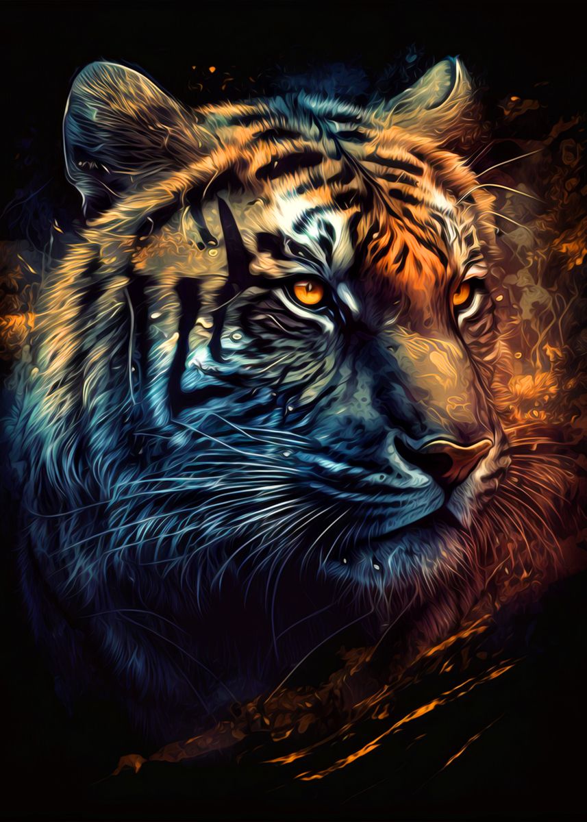 'Tiger' Poster, picture, metal print, paint by bds land | Displate