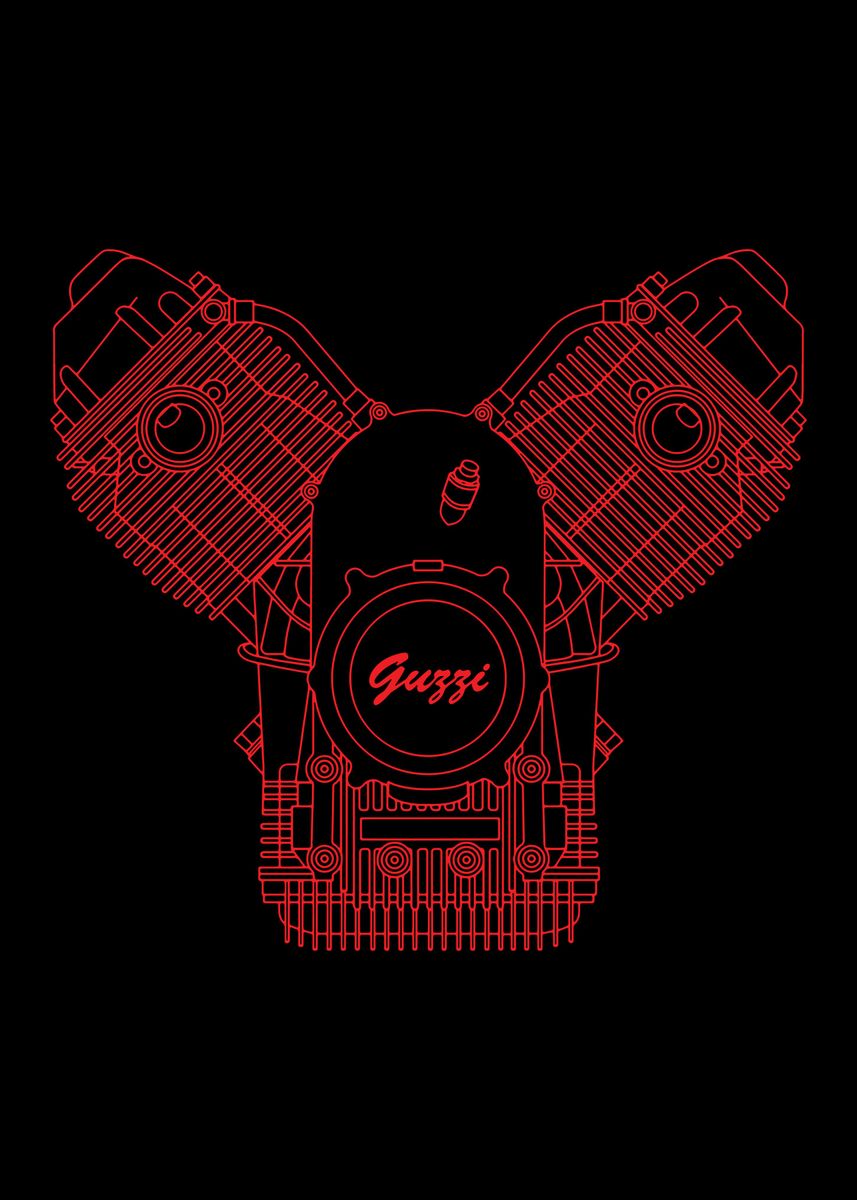 'guzzi engine' Poster, picture, metal print, paint by riyadi elyas ...