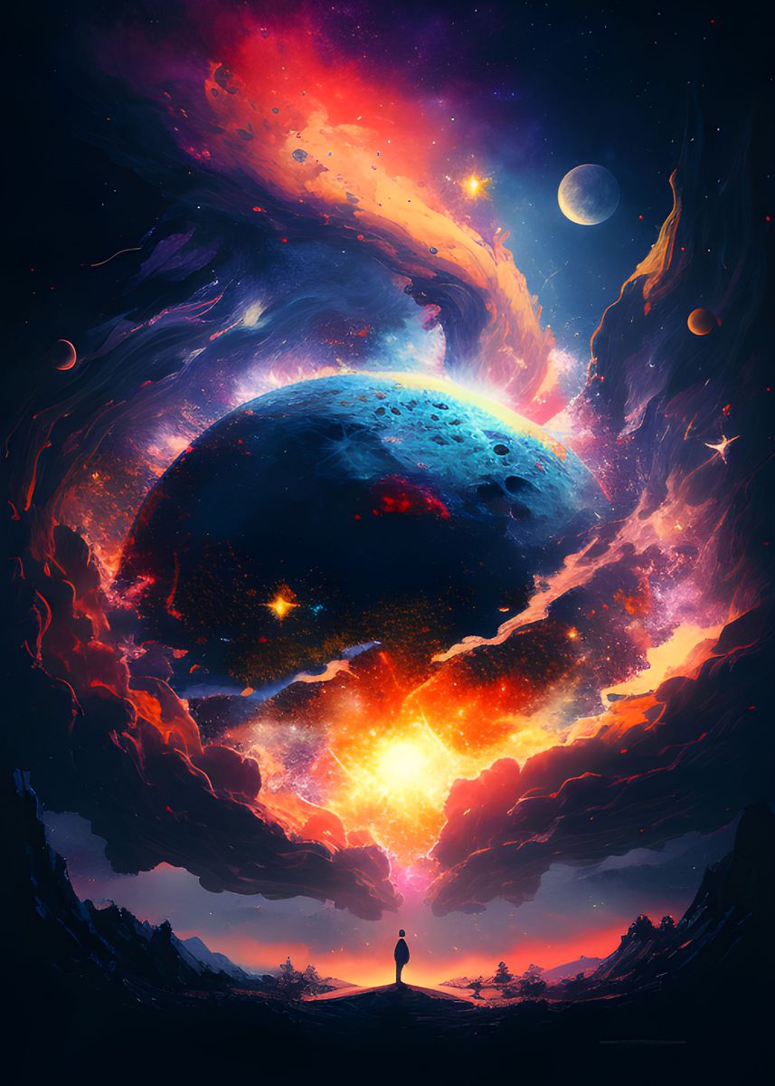 'Space Landscape' Poster, picture, metal print, paint by Maltos | Displate