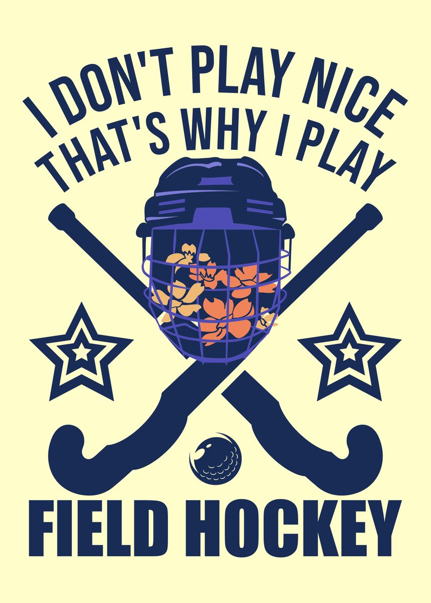 'Funny Field Hockey Floral' Poster, picture, metal print, paint by ...