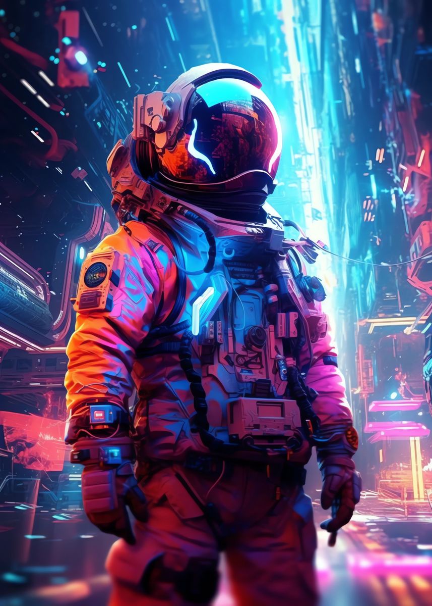 'Astronaut Cyberpunk' Poster, picture, metal print, paint by Micheal ...