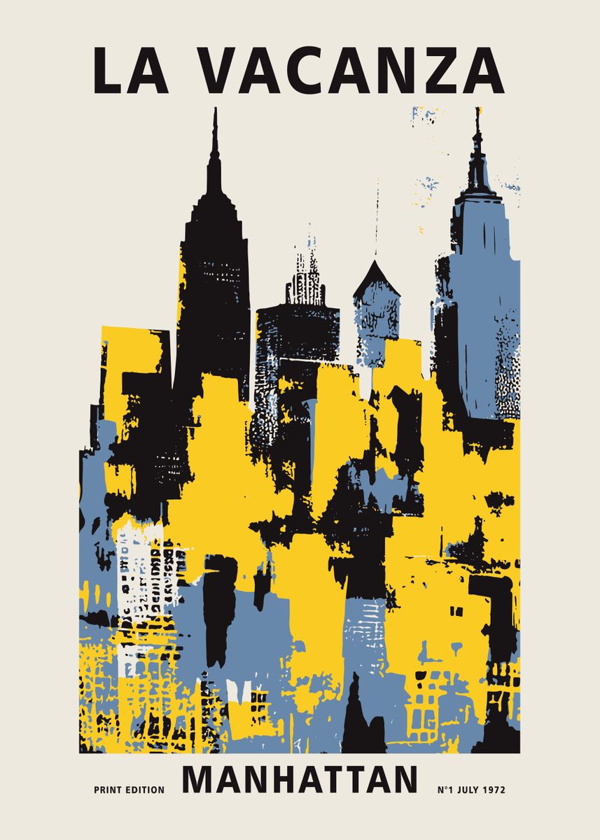 'Manhattan Retro Poster' Poster by HyggeStudio | Displate