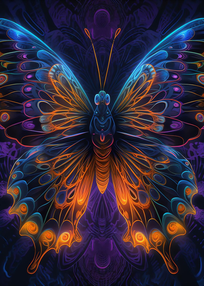 'Cool Butterfly ' Poster, picture, metal print, paint by Abu Abu | Displate