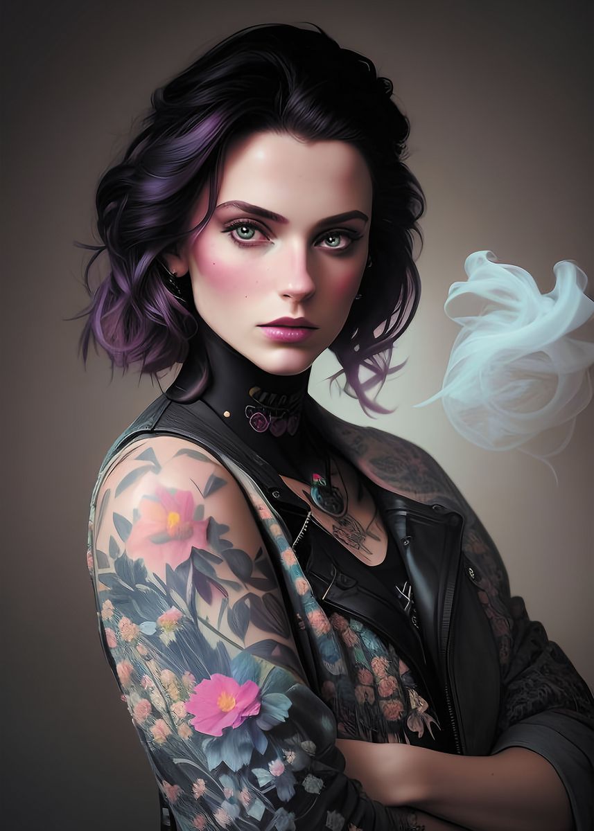 'A punk girl with jacket' Poster by KlaraArtwork | Displate