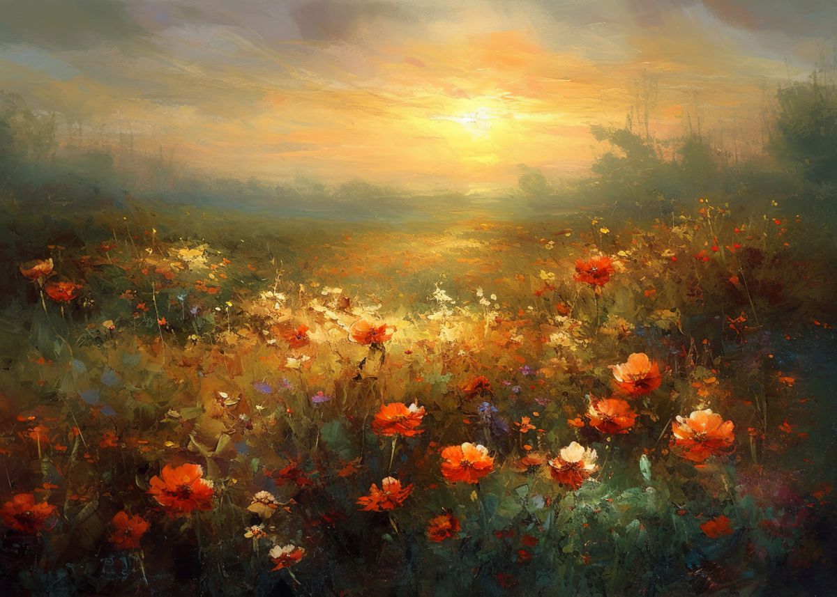 'Poppy Sunset' Poster by Quasarai | Displate