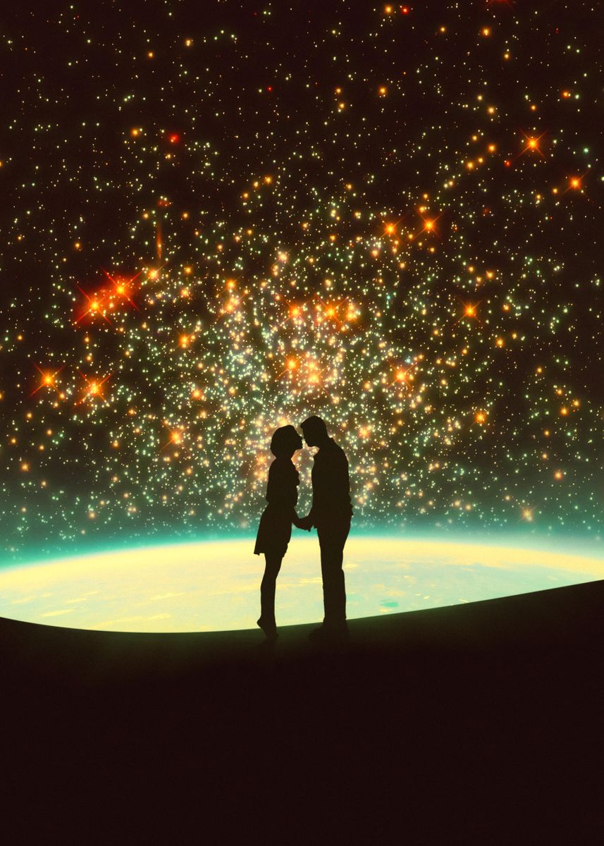 'A Cosmic Kiss' Poster, picture, metal print, paint by Taudalpoi | Displate