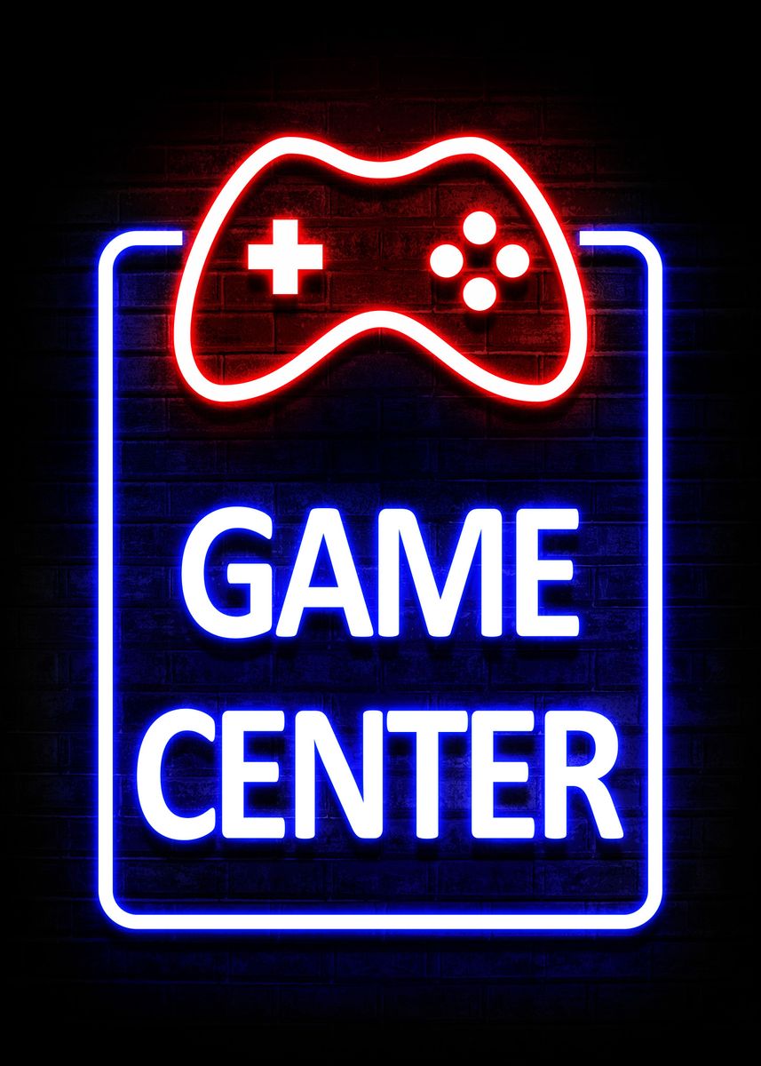 'Game Center Neon Quotes' Poster, picture, metal print, paint by Black ...