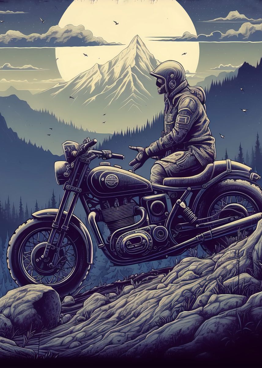 'Night Ride' Poster, picture, metal print, paint by Abu Abu | Displate