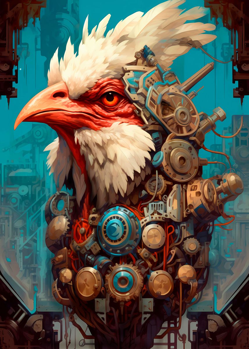 ' Steampunk rooster' Poster, picture, metal print, paint by IHTI ...