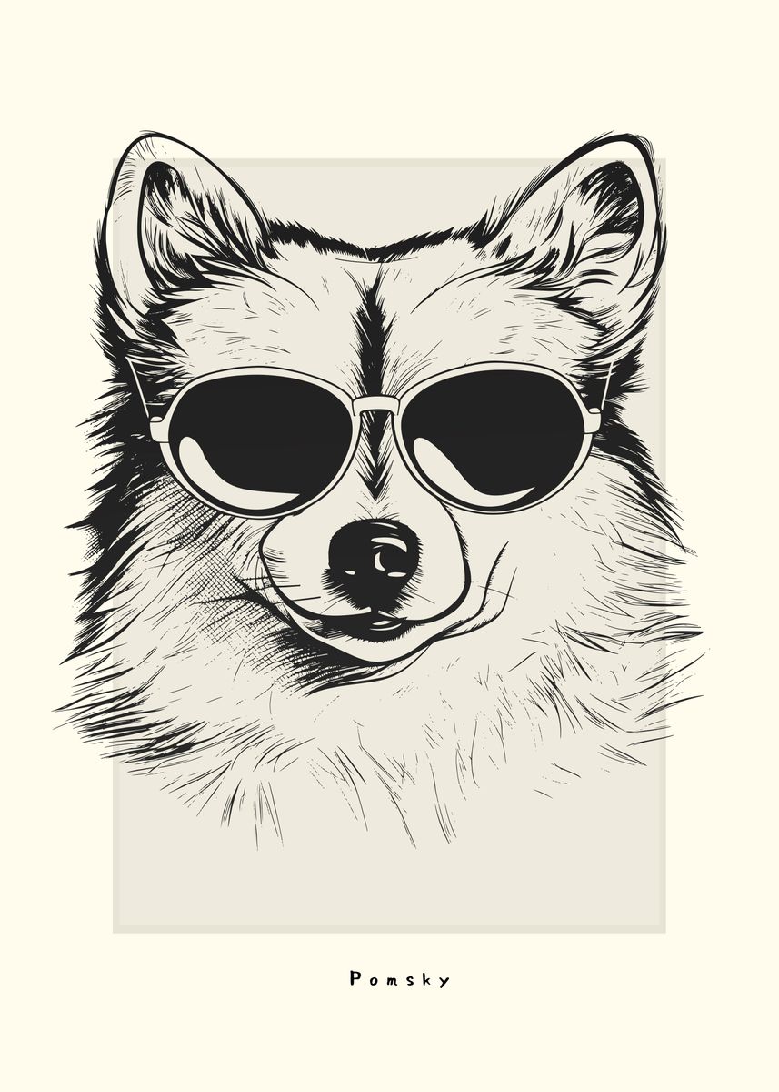 'Pomsky Illustration' Poster by Rafael Dxgn | Displate