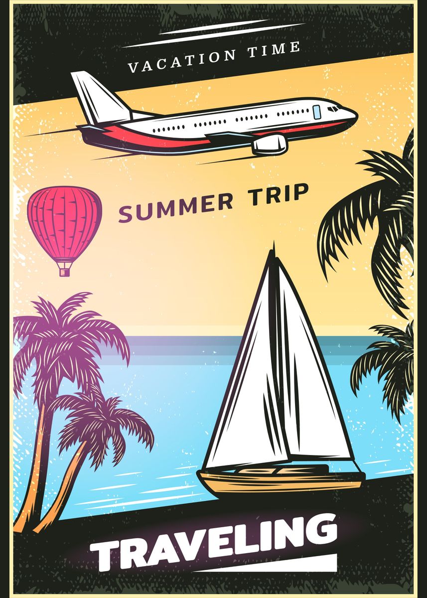 'Timeless Travel Dreams' Poster, picture, metal print, paint by Creativity Shop | Displate