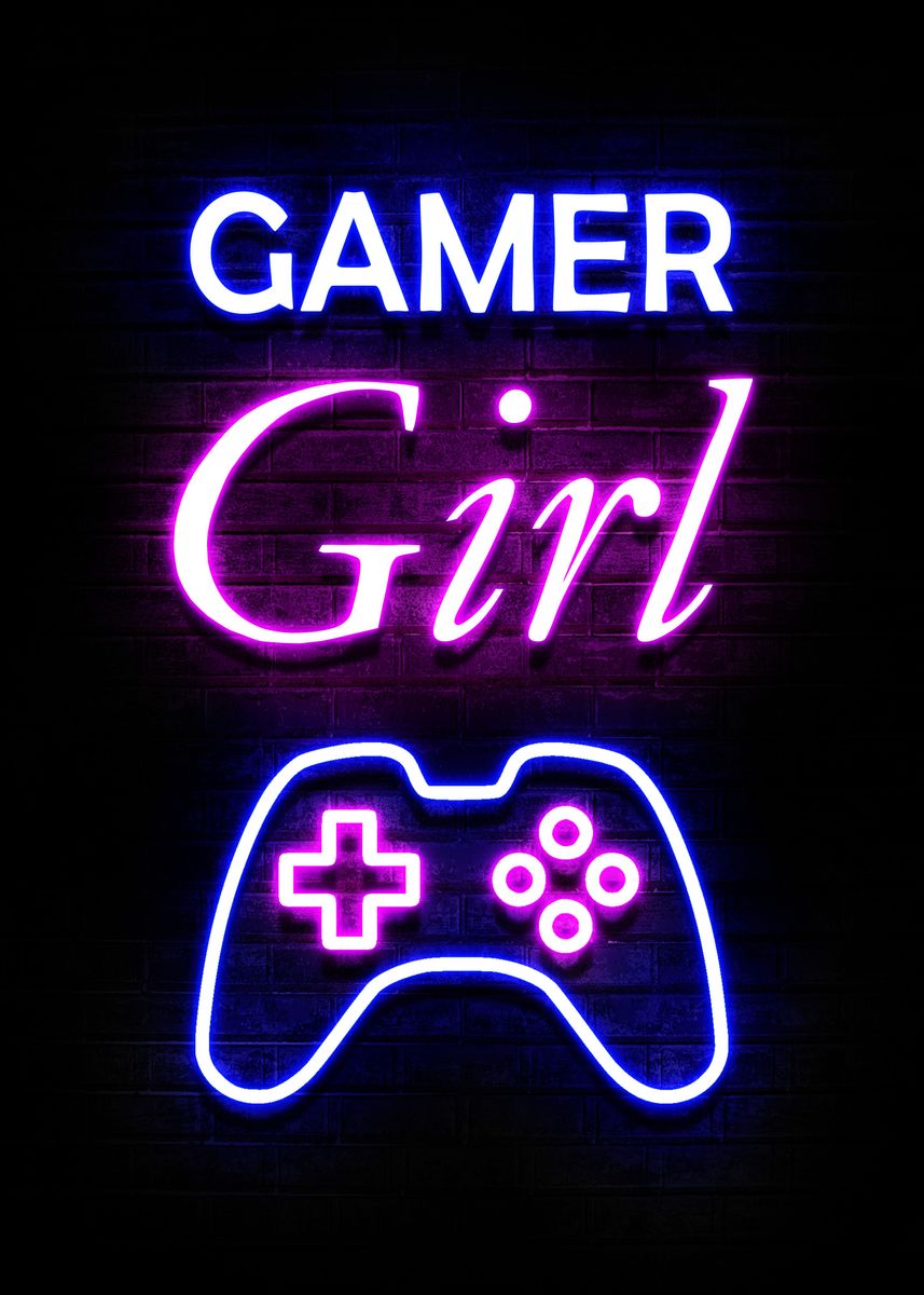 'Gamer Girl Neon Quotes' Poster, picture, metal print, paint by Black ...