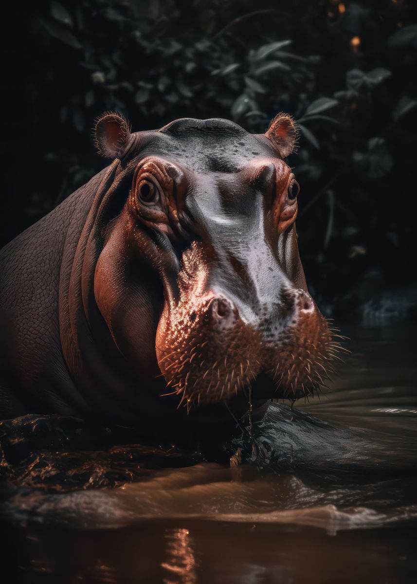 'Gentle hippopotamus' Poster, picture, metal print, paint by Zooscape ...