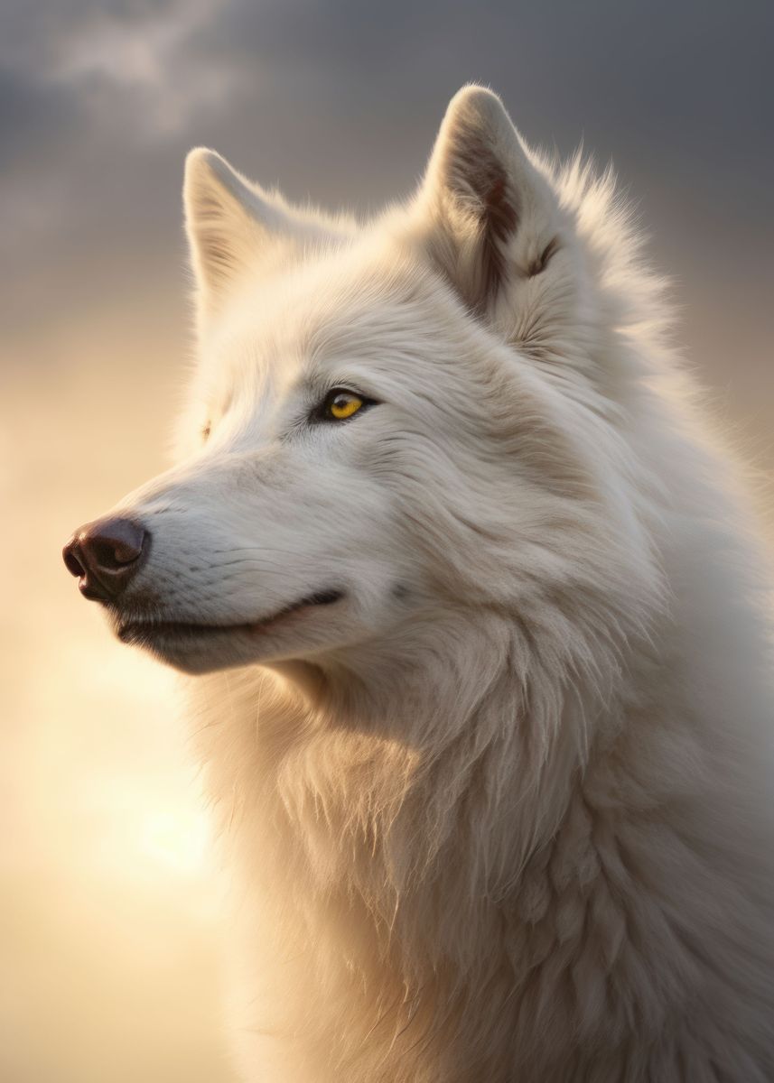 'white wolf in sunset' Poster, picture, metal print, paint by Adel S ...