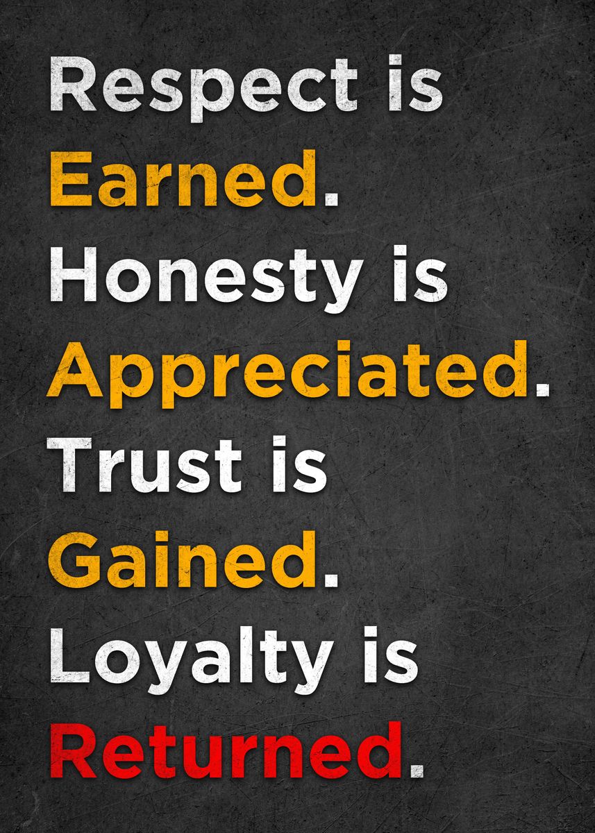 'Respect Honesty Loyalty' Poster, picture, metal print, paint by ...
