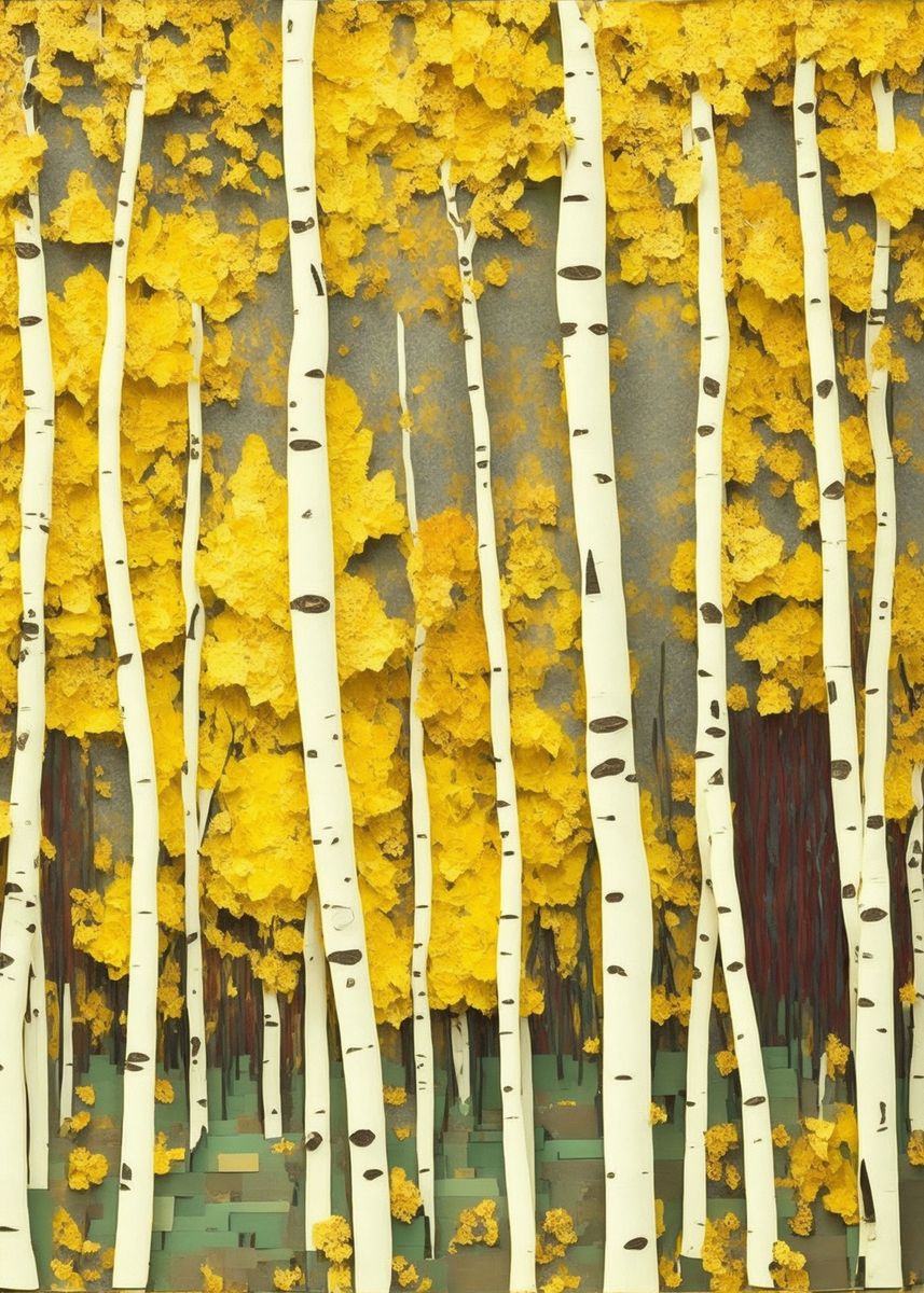 'Aspen trees collage 1' Poster, picture, metal print, paint by Creative ...