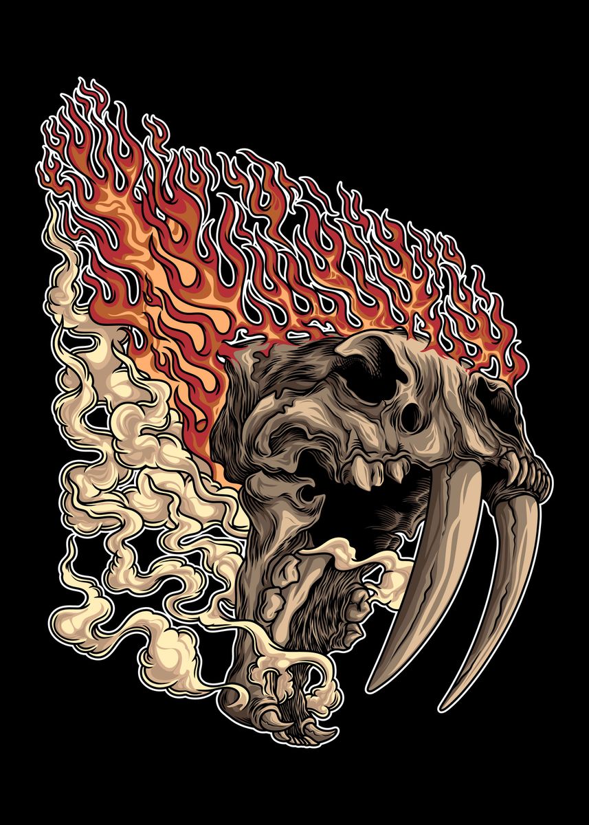 'Sabertooth Illustration' Poster, picture, metal print, paint by hendra ...