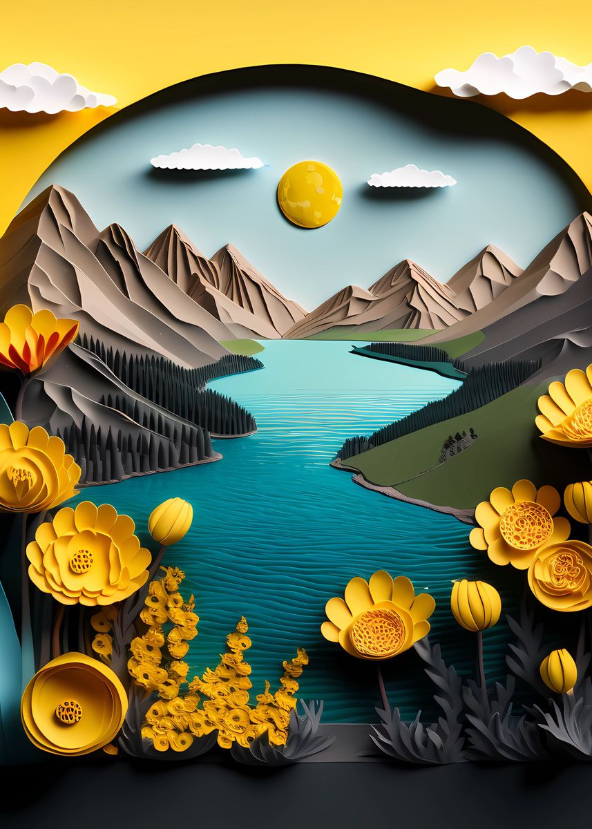 'Yellow natural art' Poster, picture, metal print, paint by Oleksandr ...