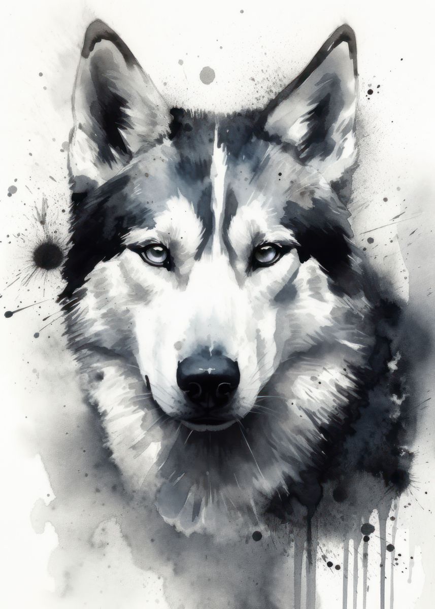 'Siberian Husky Dog Art' Poster, picture, metal print, paint by Usama ...
