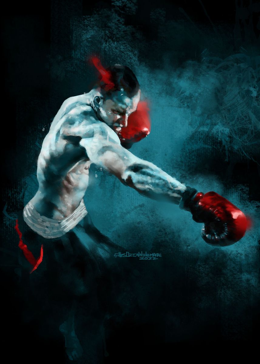 'The boxer' Poster, picture, metal print, paint by GillesOzenneLemaire ...