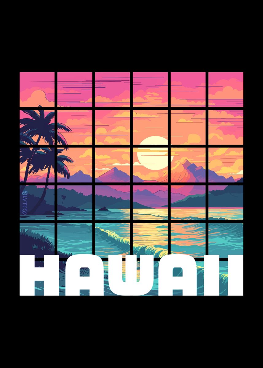 'Hawaii 80s Beach Vibe' Poster by LVTFCO | Displate