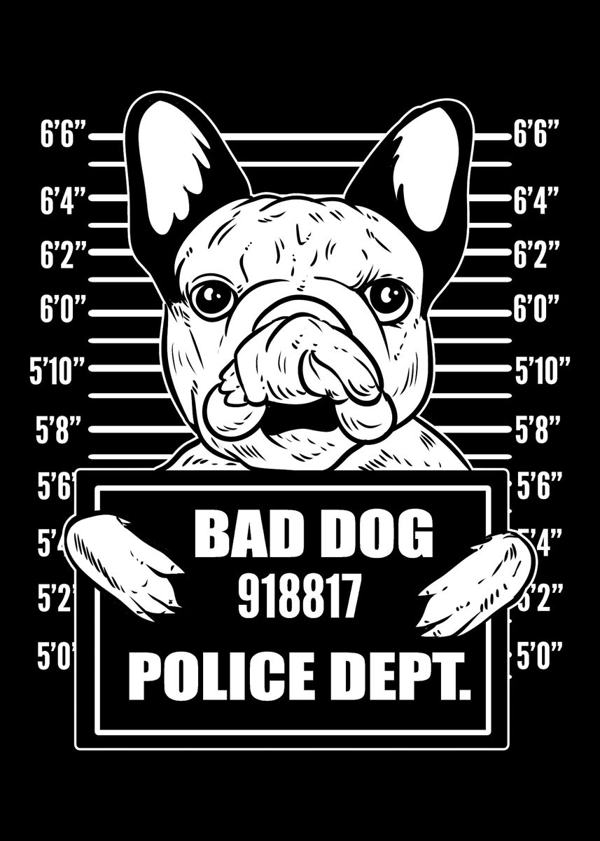 'Mugshot Bulldog Animal Bre' Poster, picture, metal print, paint by ...
