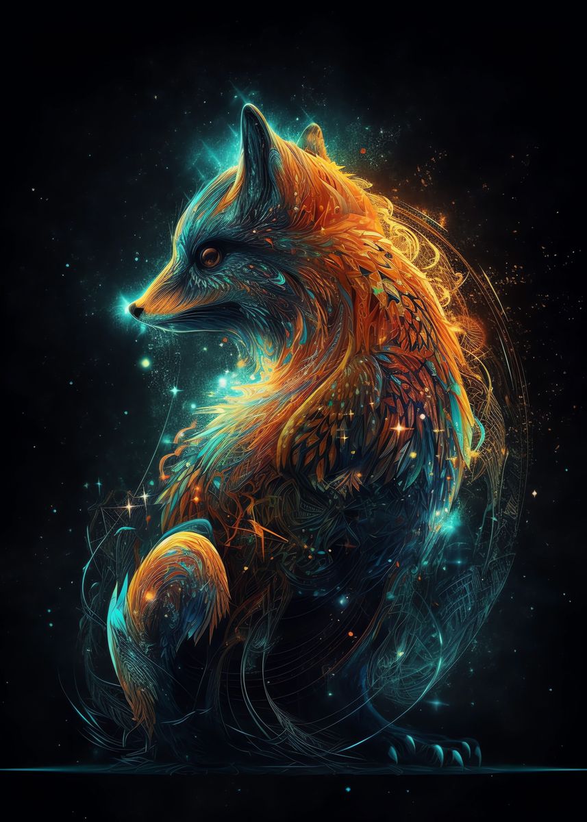 'Alien Galactic Fox' Poster, picture, metal print, paint by Voxel ...